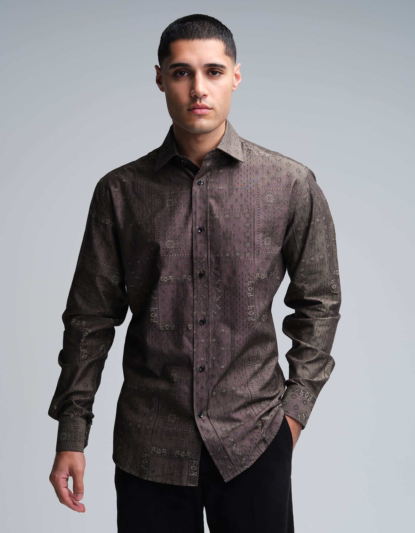Antique Ornamental Jacquard Shirt | Gresham Blake Online