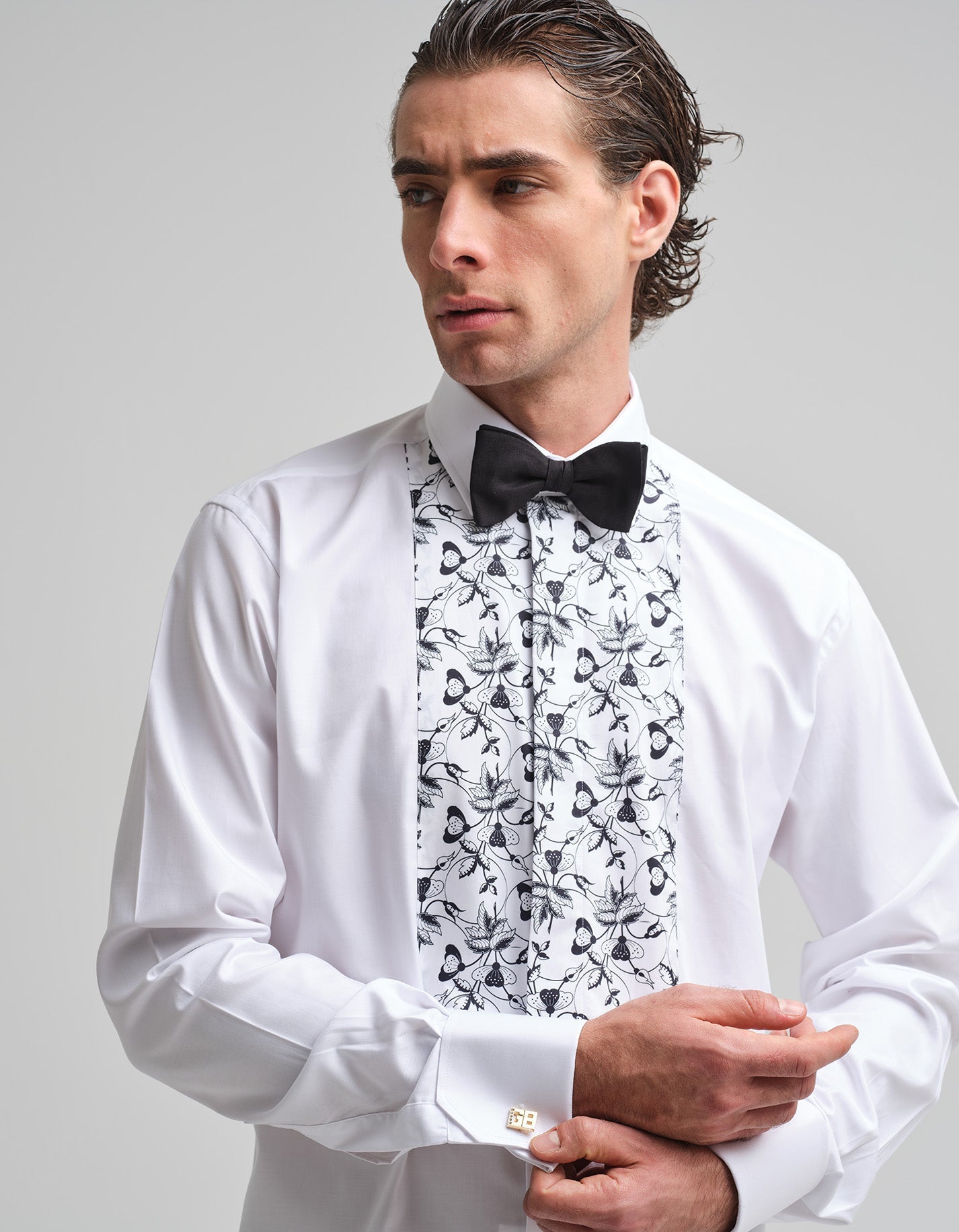 Floral Bib Double-Cuff Dress Shirt | Gresham Blake – Gresham Blake Online