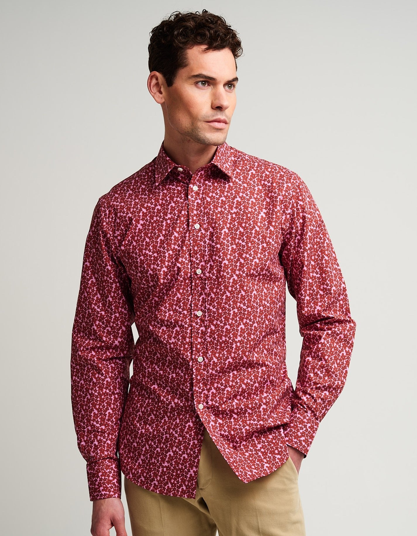 Pink & Red Small Flower Shirt | Gresham Blake Online